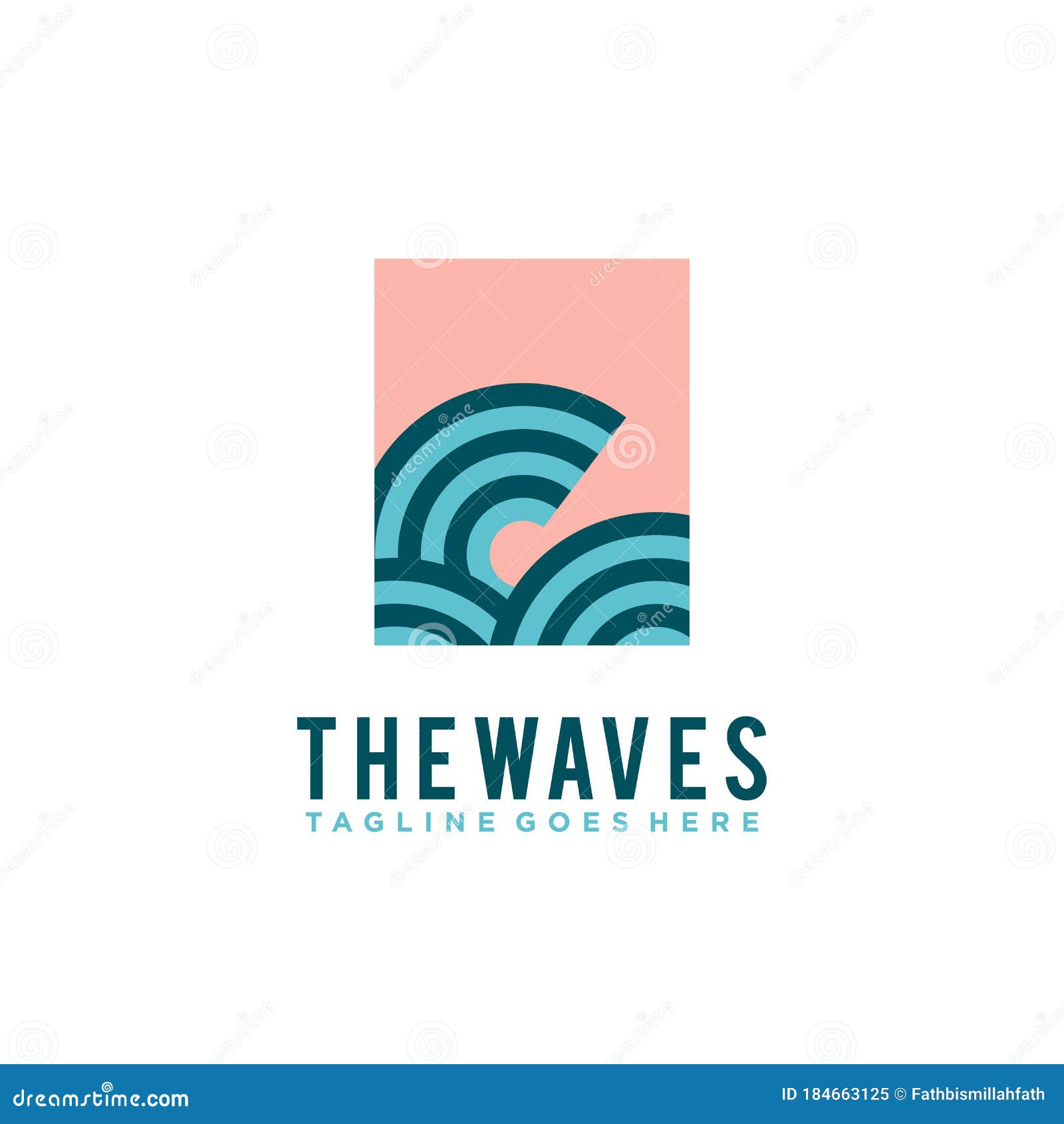Abstract Geometric Logo with Waves on Rectangle Concept Design Vector ...