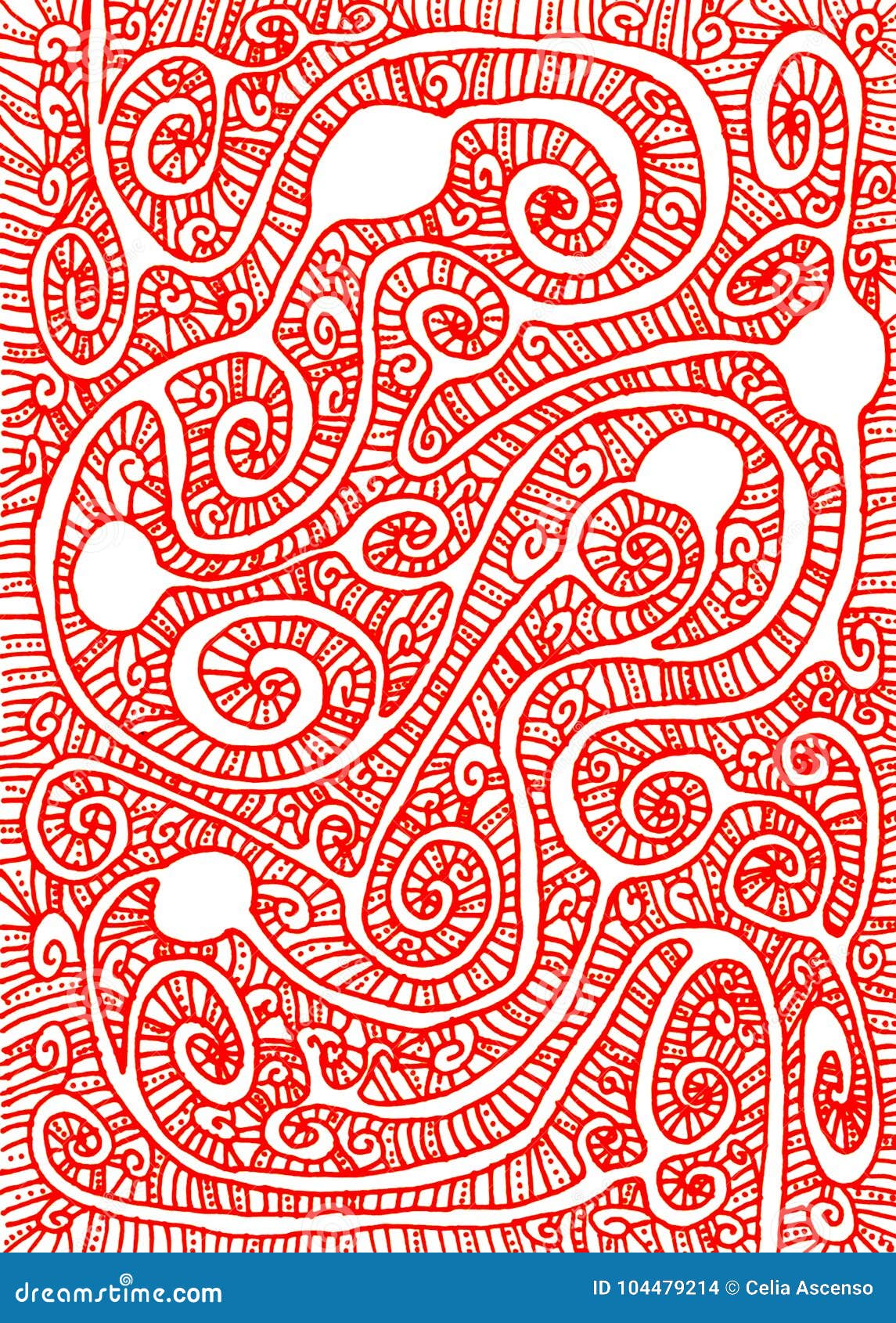 Red Labyrinth Doted Pattern Stock Illustration - Illustration of ...