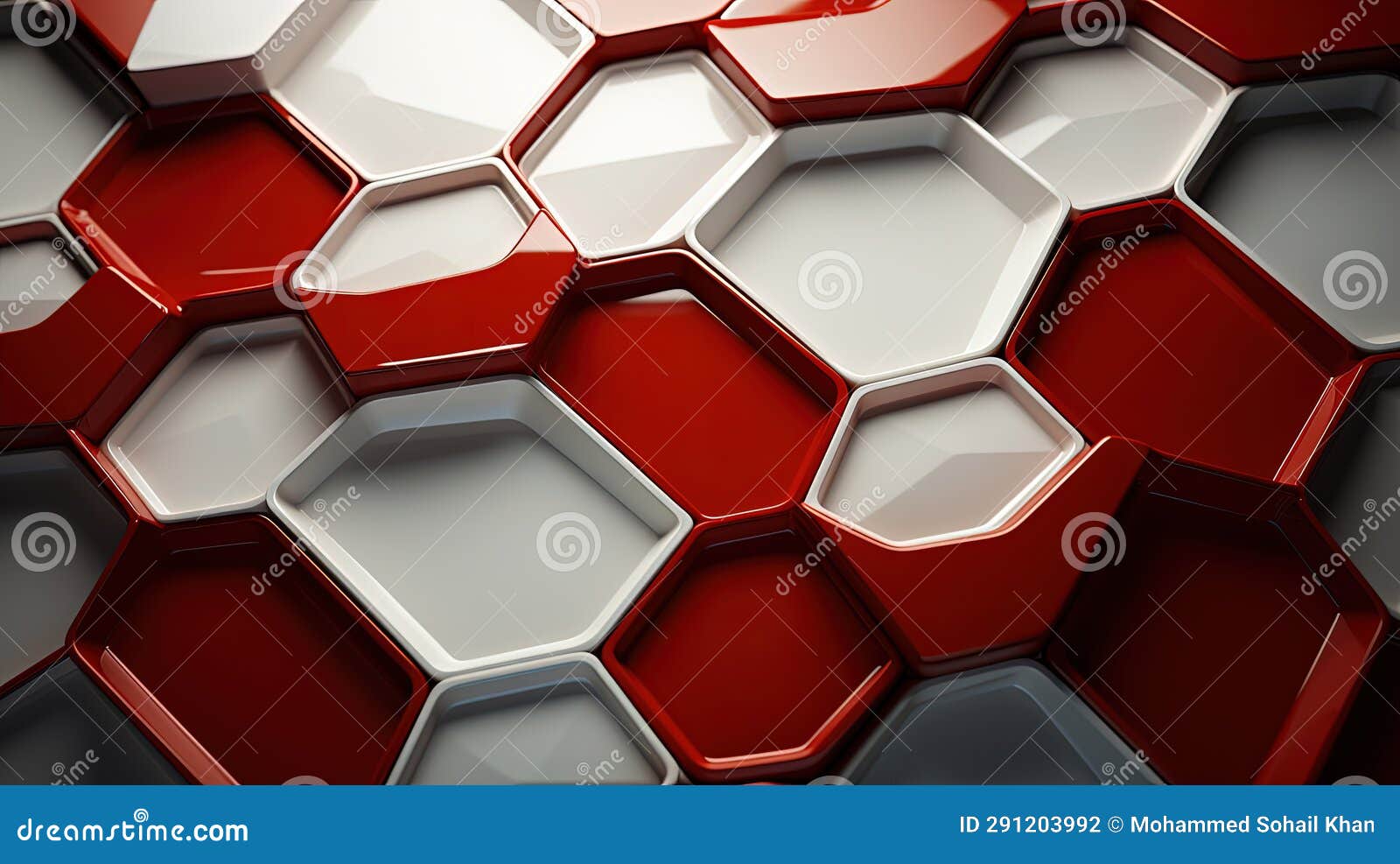 Abstract of Geometric Mesh Cells Red and White Hexagon Background Stock ...