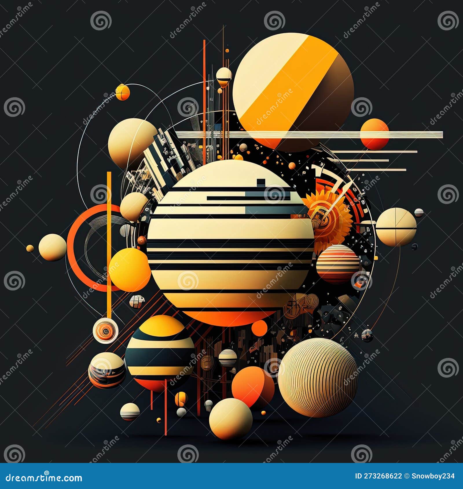 Abstract Geometric Model of Fictional Planetary System. Generative AI ...