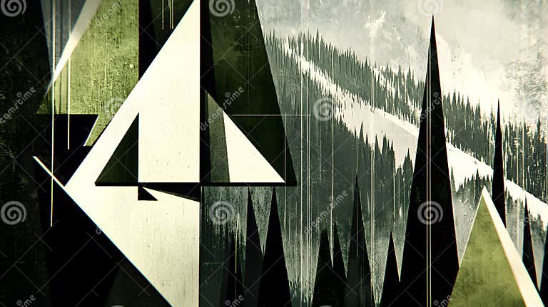 Abstract Geometric Mountain Landscape Design Stock Photo - Image of ...