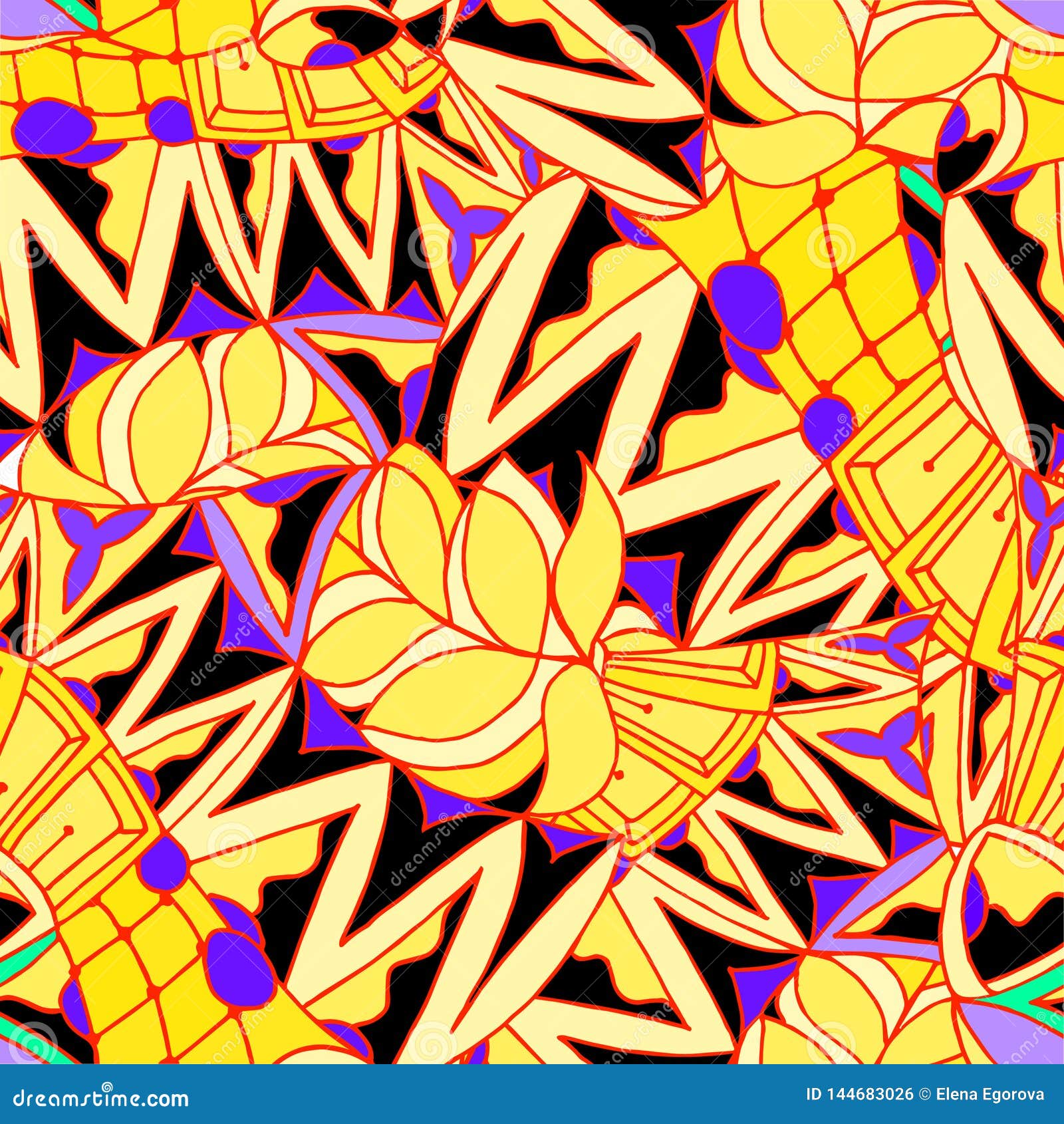 Abstract Geometric Multi-colored Background Seamless with Leaves and ...