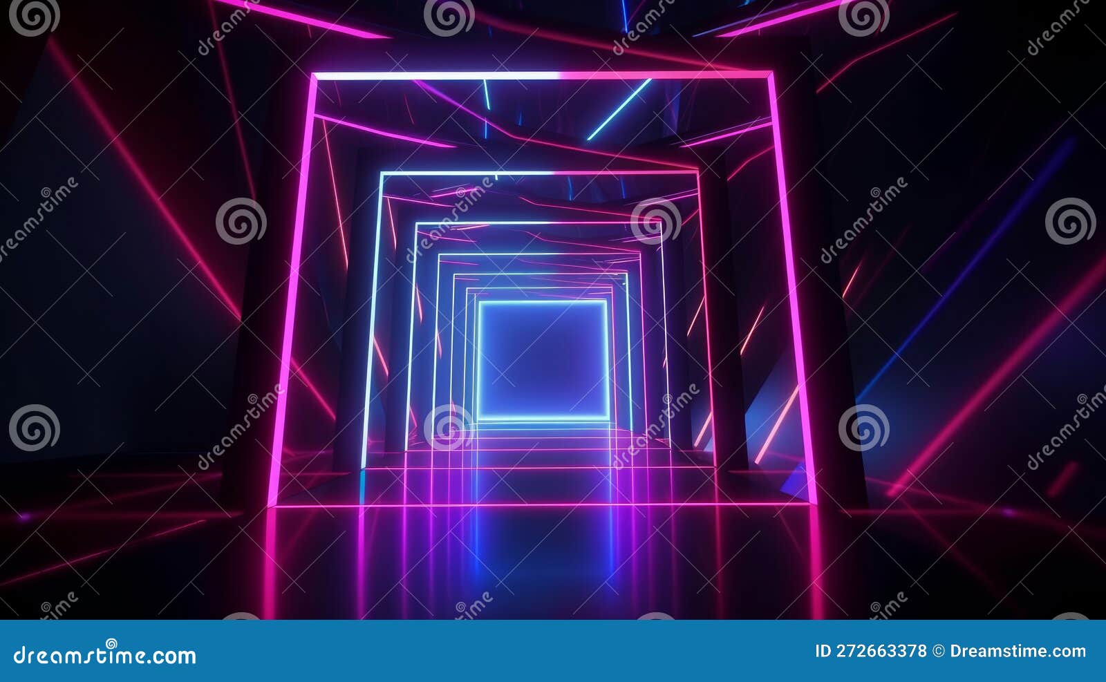 An Abstract Geometric Neon Background is Depicted in a 3D Render ...