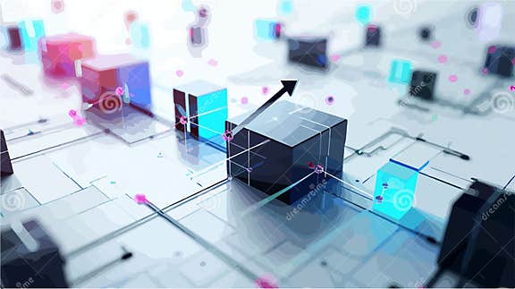 Abstract Geometric Network Structure with Interconnected Blocks Stock ...