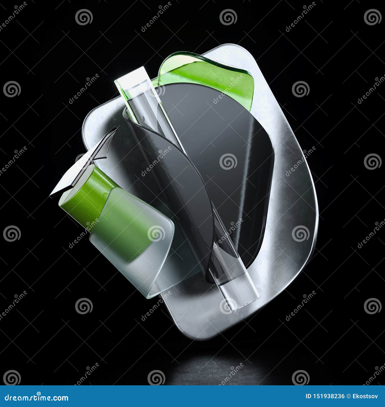 Abstract Geometric Object Isolated on Black Background. 3d Rendering ...