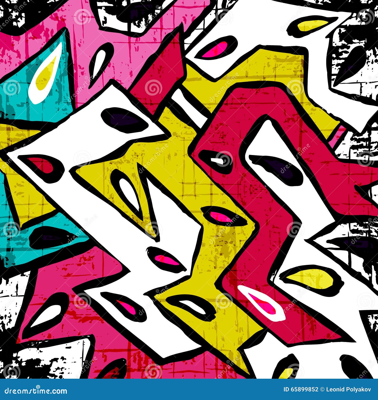 Abstract Geometric Objects Graffiti Grunge Effect Stock Vector ...