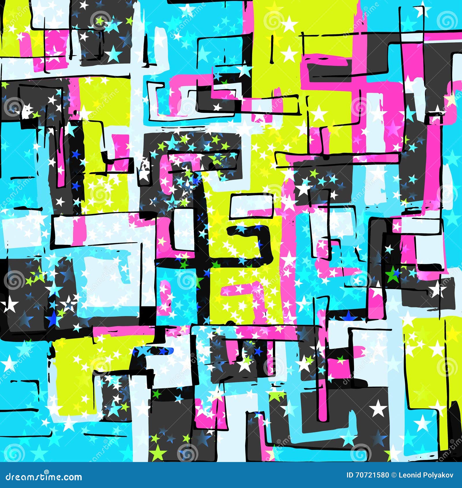 Abstract Geometric Objects Graffiti Grunge Effect Stock Vector ...