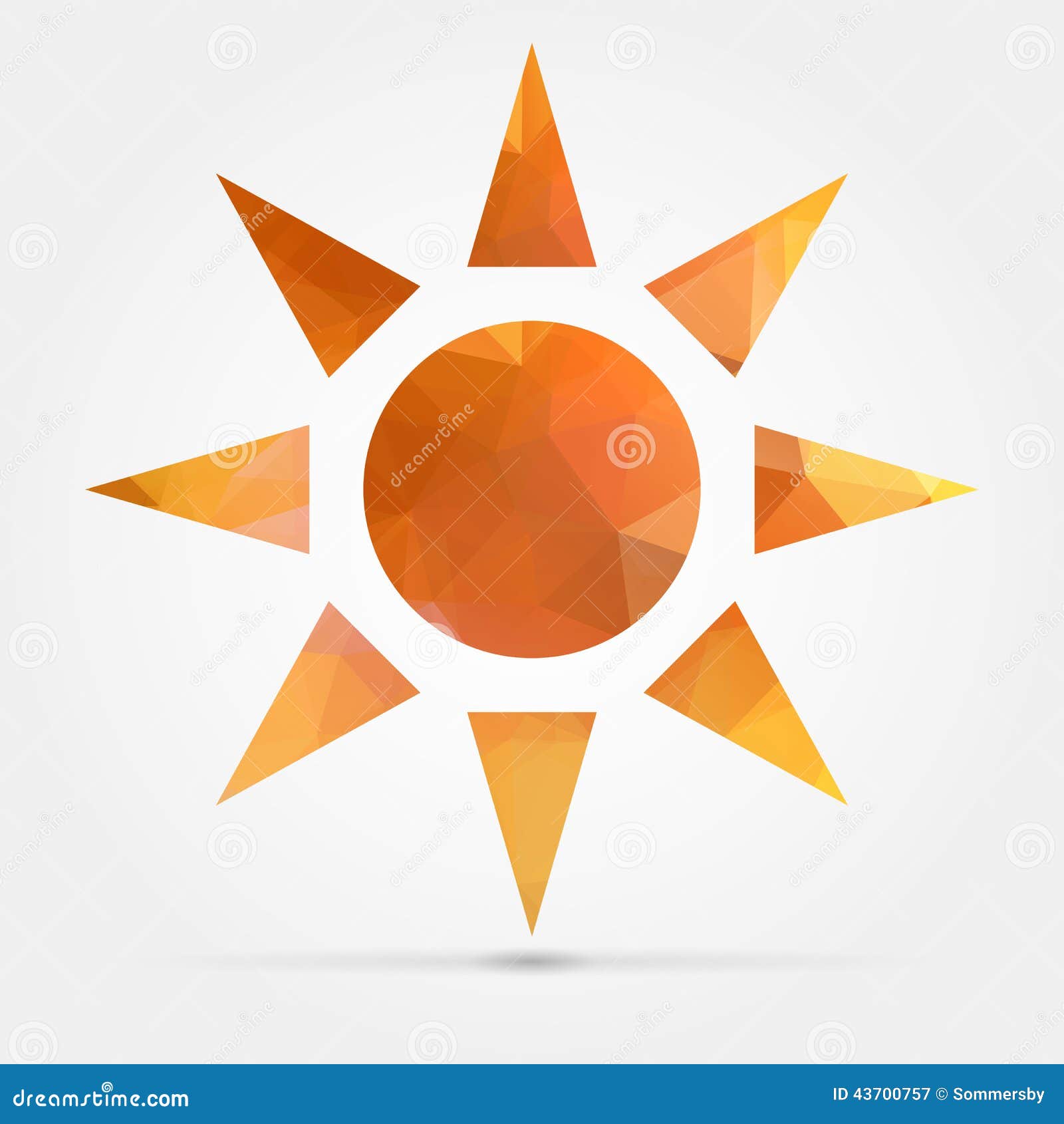 Abstract Geometric Orange Sun from Triangular Faces for Graphic Stock ...