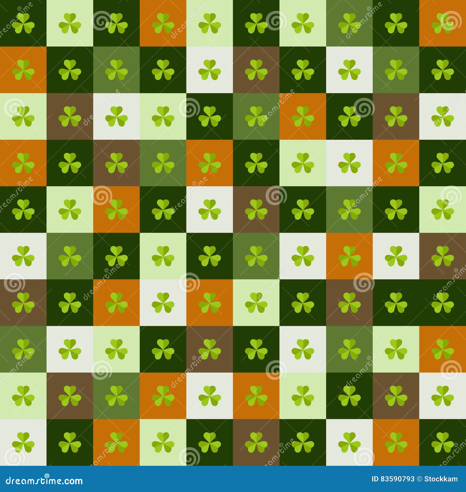 Abstract Geometric Pattern Background with Shamrocks and Squares Stock ...