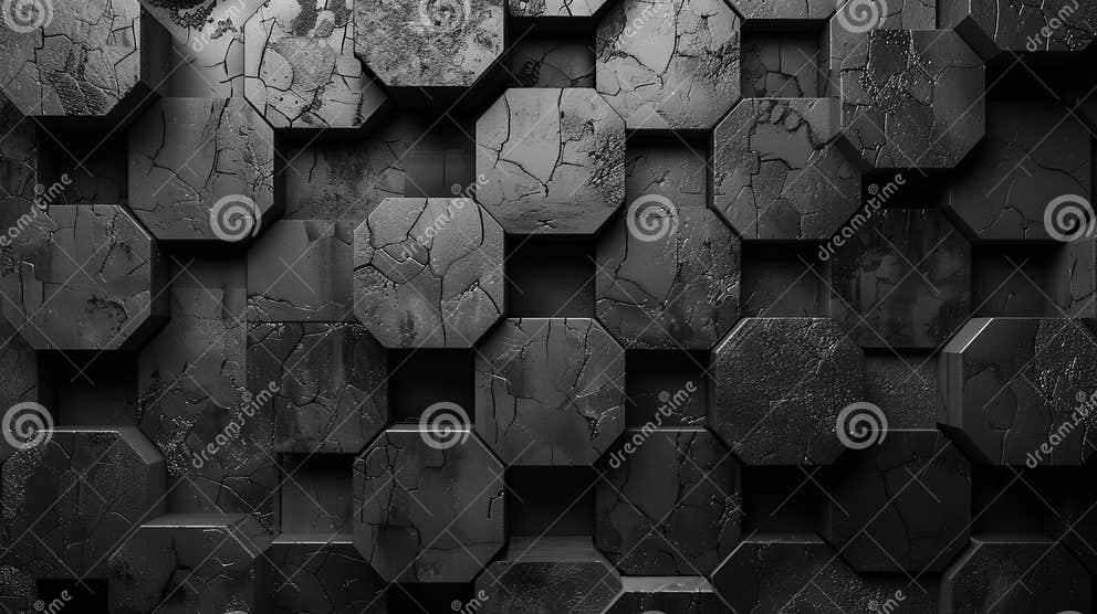 Abstract Geometric Pattern of Black Octagons. a 3D Rendered Image of a ...