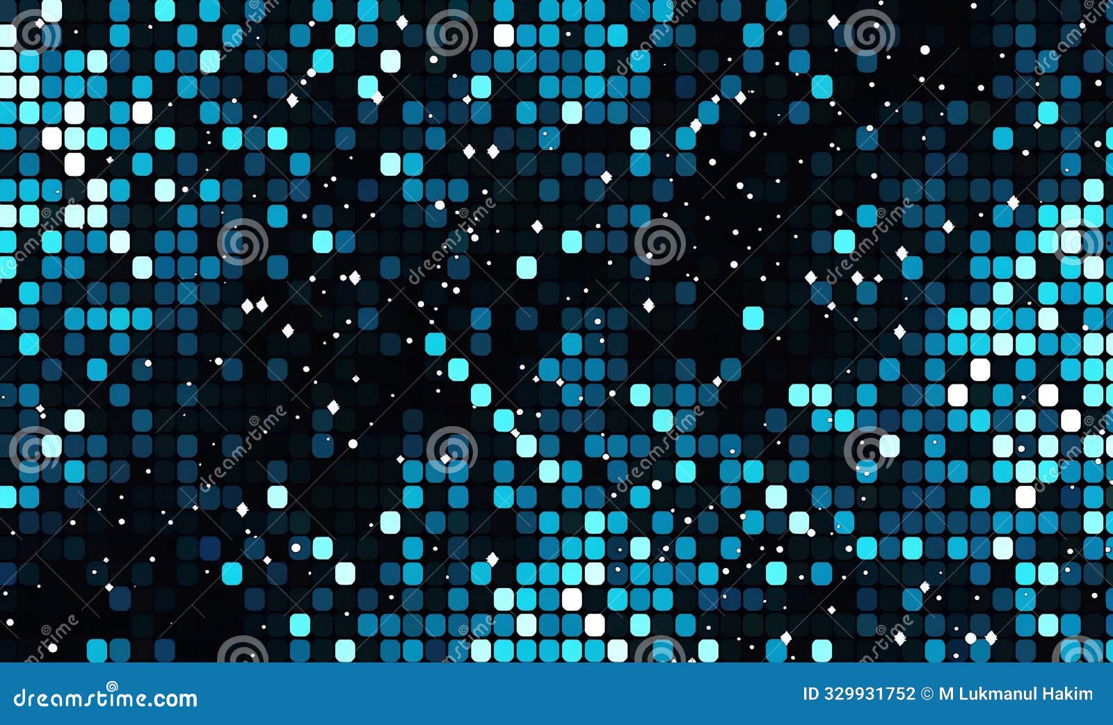Abstract Geometric Pattern with Blue and White Squares on a Black ...