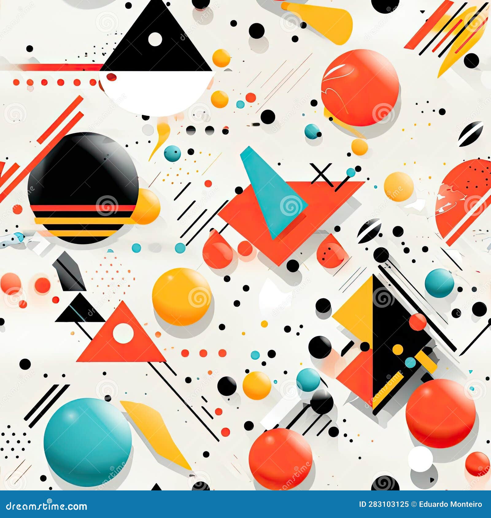 Abstract Geometric Pattern with Bright Colors and Shapes (tiled) Stock ...