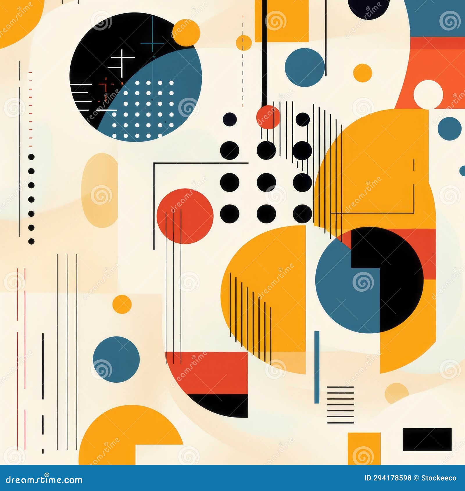 Colorful Abstract Geometric Design: Bauhaus Style Illustration Stock ...