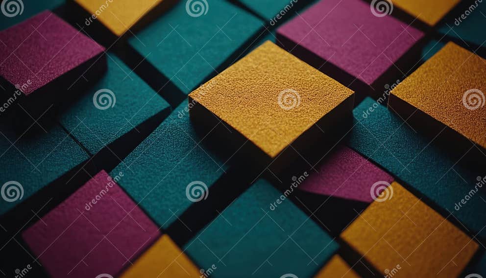 Abstract Geometric Pattern of Colorful Square Blocks Stock Illustration ...