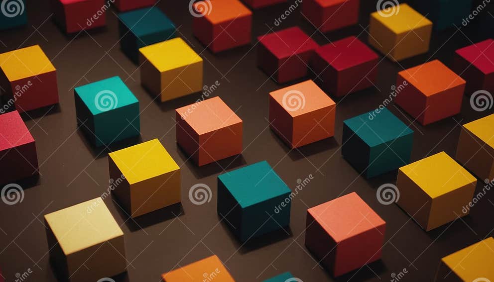 Abstract Geometric Pattern of Colorful Square Blocks Stock Illustration ...