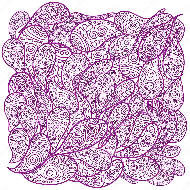 Abstract Geometric Pattern Dark Purple Sperm Shapes On Background