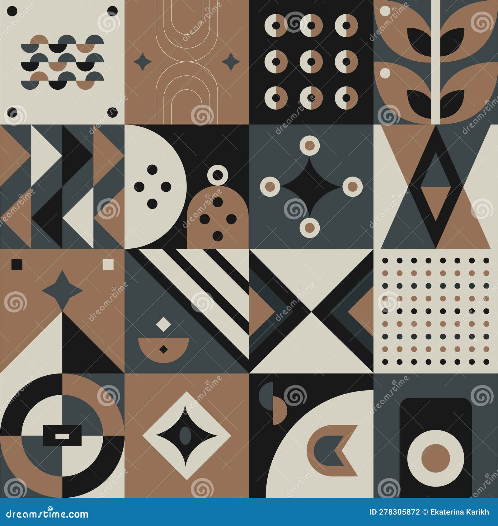 Abstract Geometric Pattern Design in Retro Style. Stock Vector ...