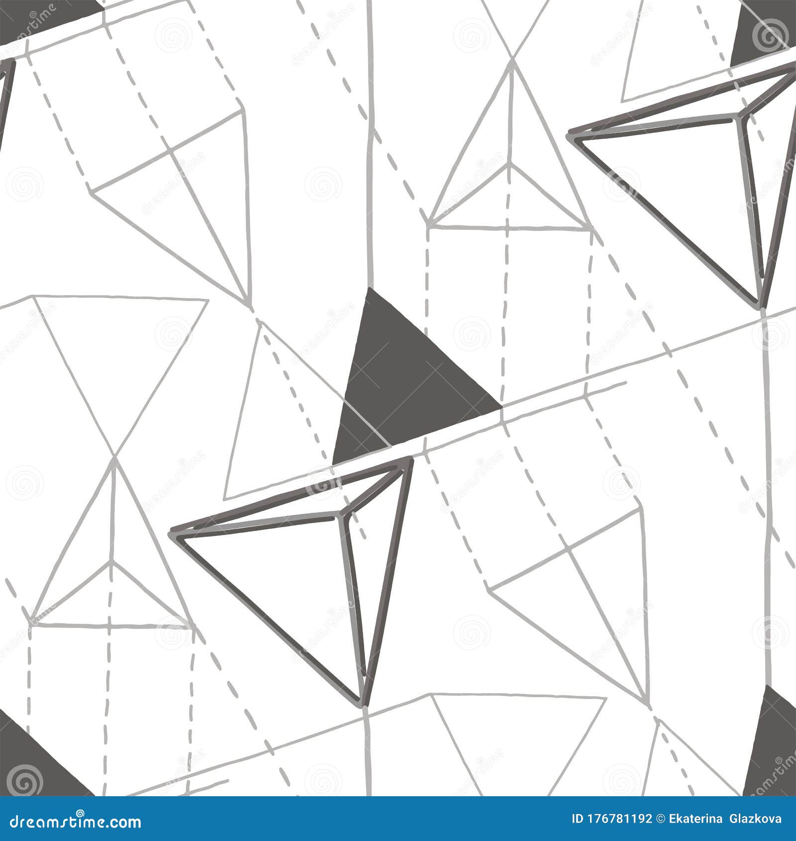 Abstract Geometric Pattern of Flat and Isometric Triangles and Guide ...