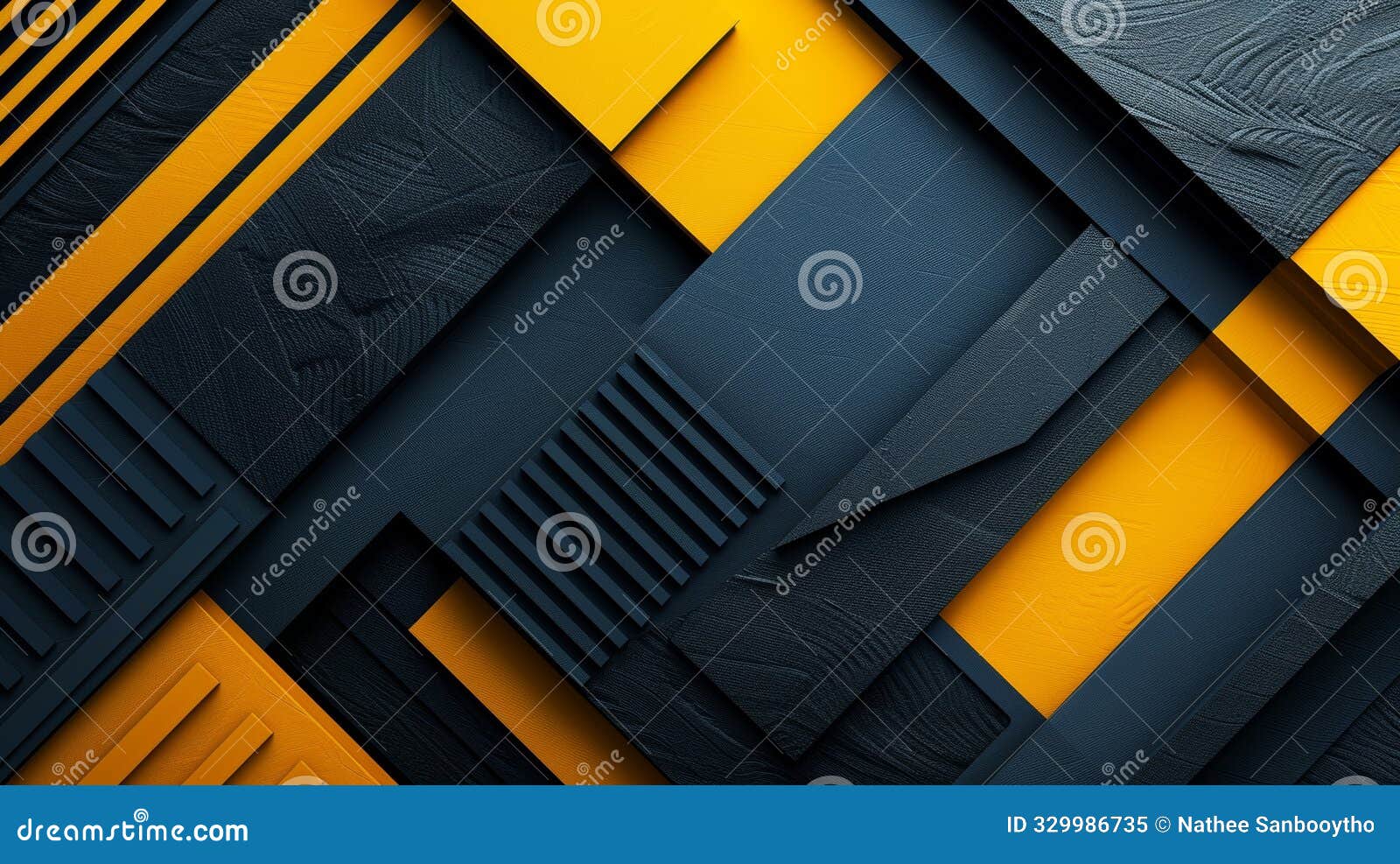 Abstract Geometric Pattern with Intersecting Black and Yellow Shapes ...