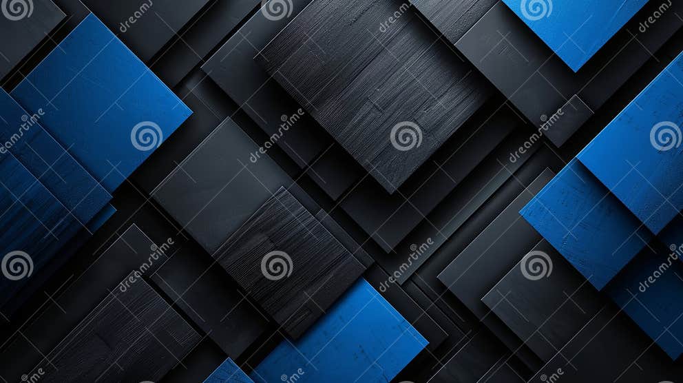 Abstract Geometric Pattern with Overlapping Blue and Black Squares ...