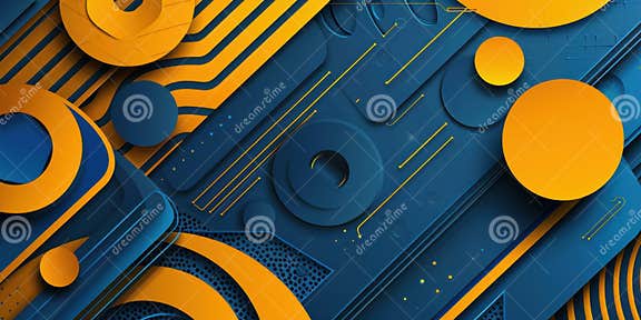 Abstract Geometric Pattern with Overlapping Circles and Lines in Blue ...