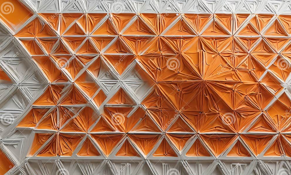 Abstract Geometric Pattern Overlapping White and Orange Triangles ...