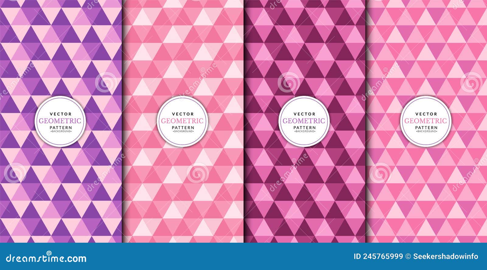 Abstract Geometric Pattern with Pink Triangles Combination Set. Polygon ...