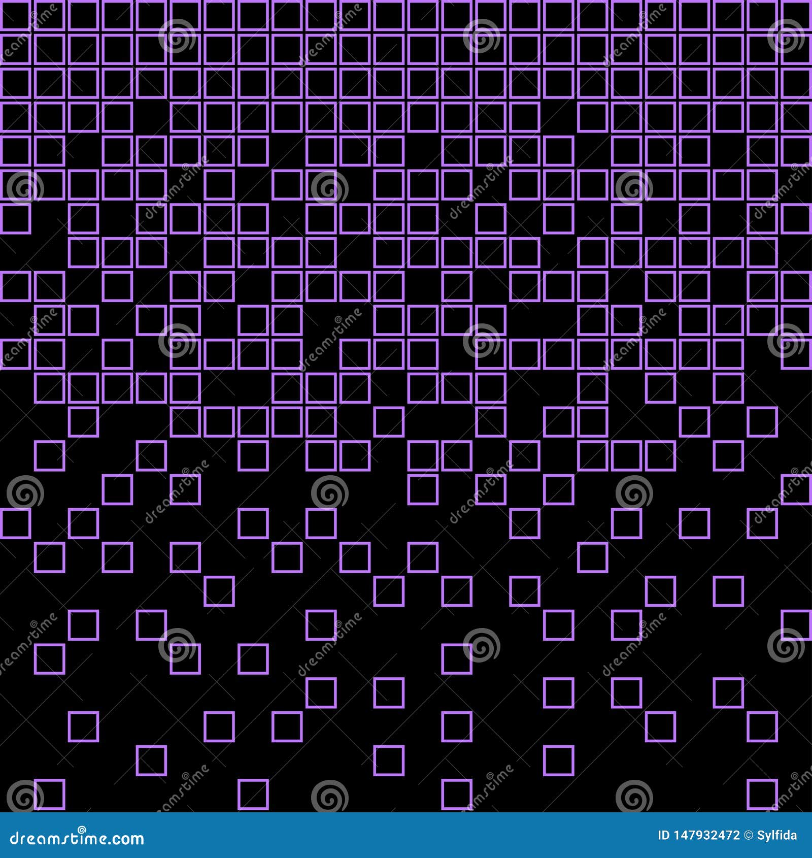 Abstract Geometric Pattern with Purple Squares on Black Background ...