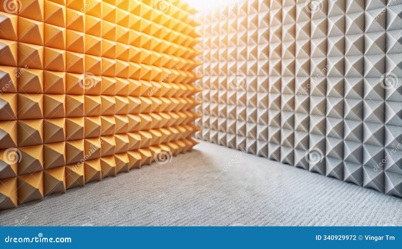 Abstract Geometric Pattern of Pyramid Shaped Tiles on Walls of an Empty ...