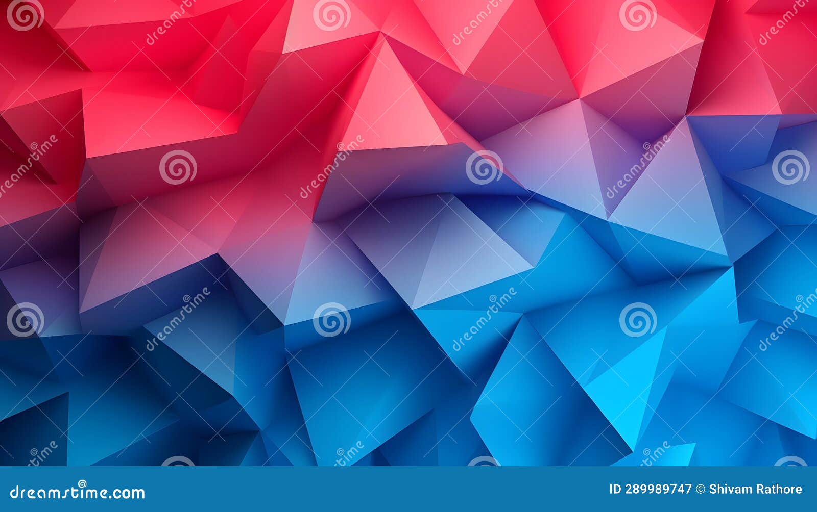 Abstract Geometric Pattern in Red and Blue 3d Triangles. AI Generated ...