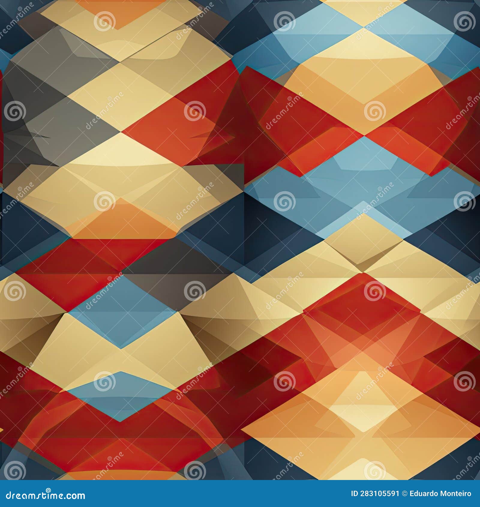 Abstract Geometric Pattern with Red, Blue, and Yellow Triangles (tiled ...