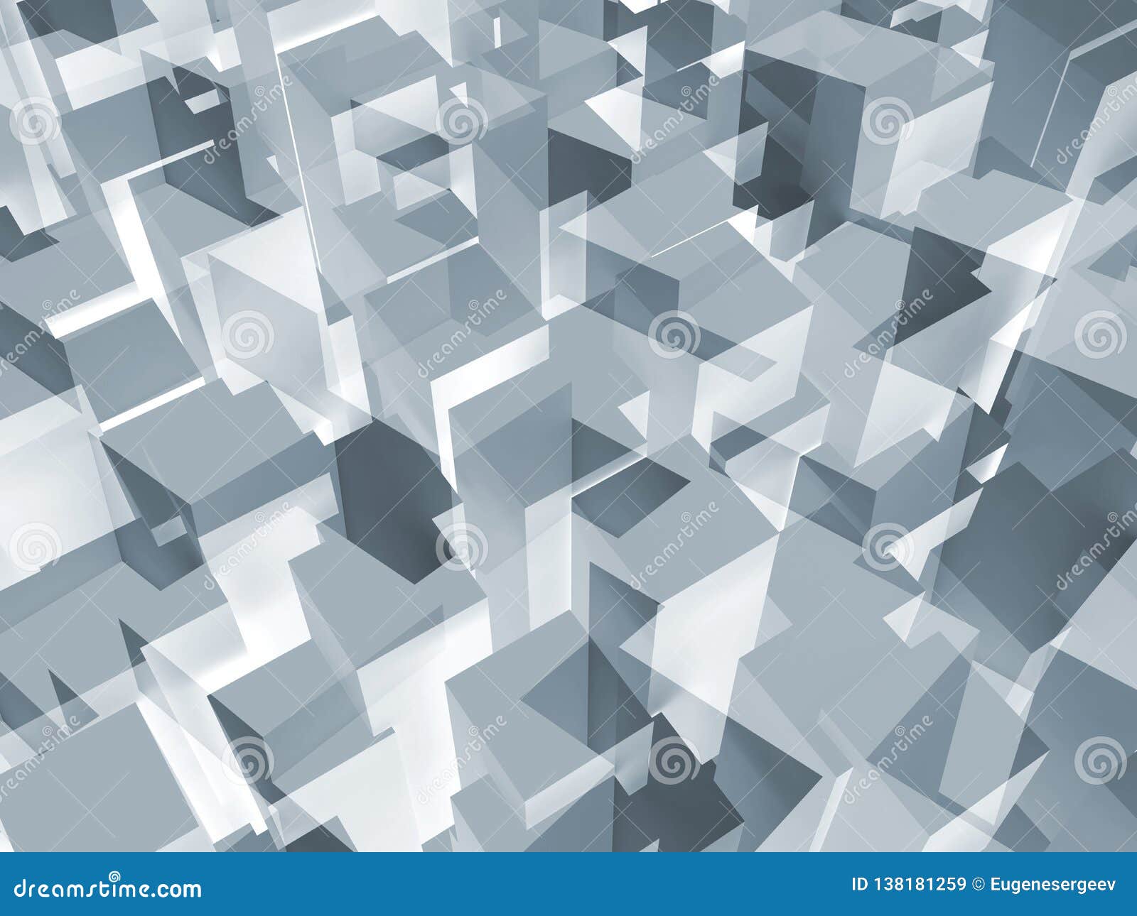 Abstract Geometric Pattern, Shiny Blue Cubes 3d Stock Illustration ...
