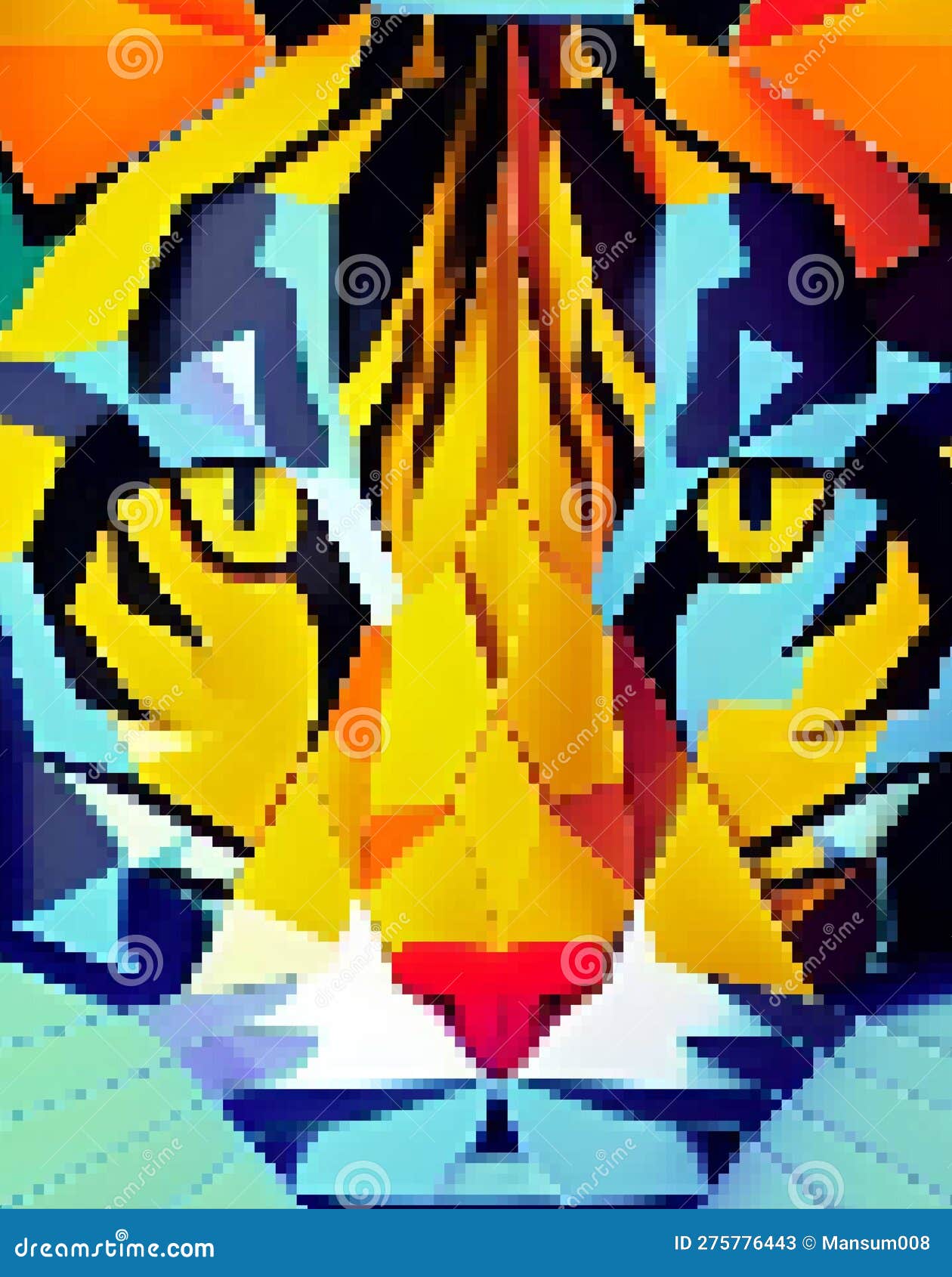 Abstract Geometric Pattern, Tiger Head Illustration Stock Illustration ...