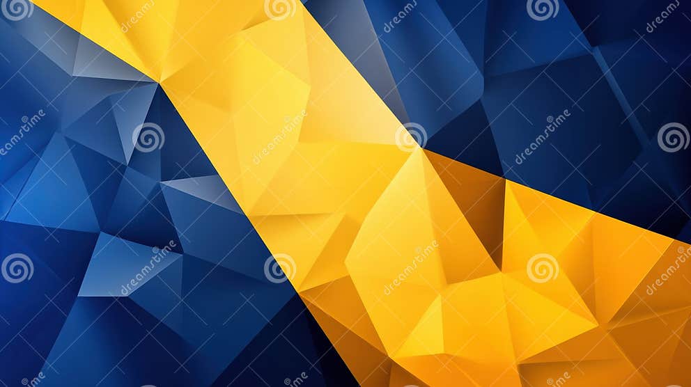 Abstract Geometric Pattern with Vibrant Blue and Yellow Triangles, AI ...