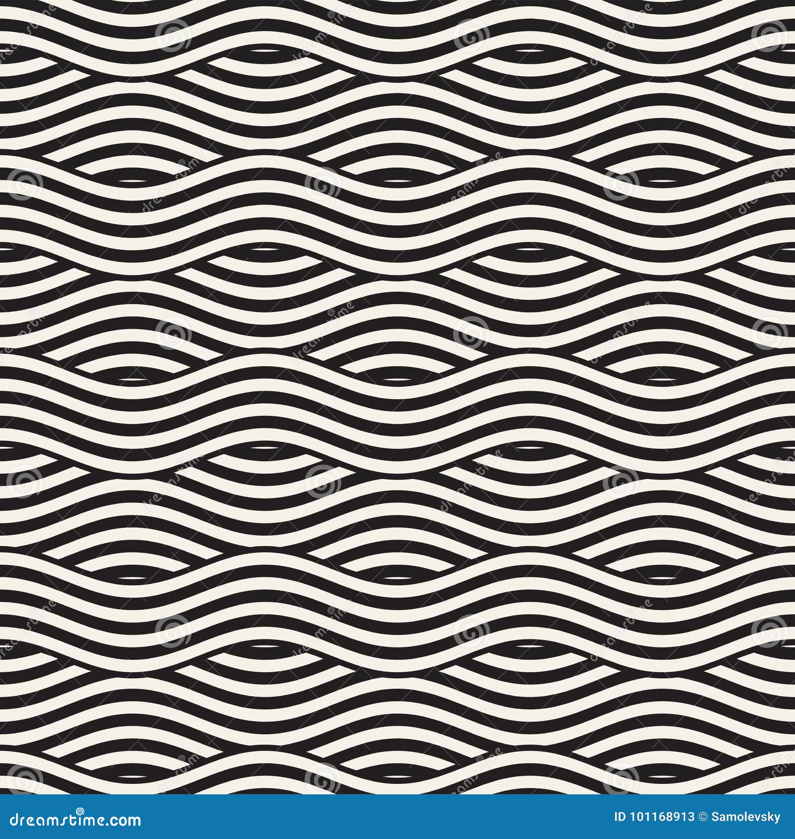 Abstract Geometric Pattern with Wavy Lines. Interlacing Rounded Stripes ...