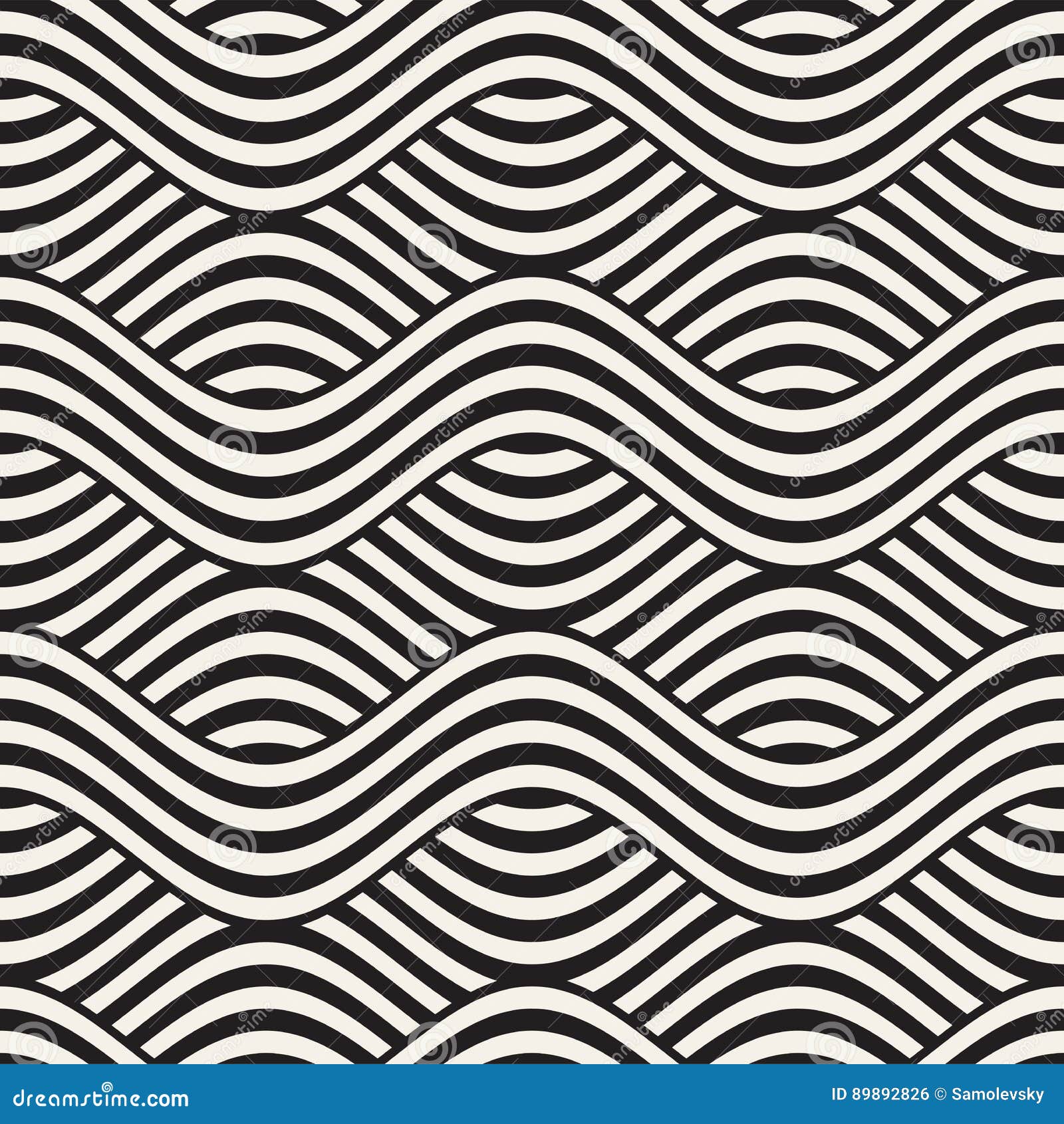 Abstract Geometric Pattern with Wavy Lines. Interlacing Rounded Stripes ...