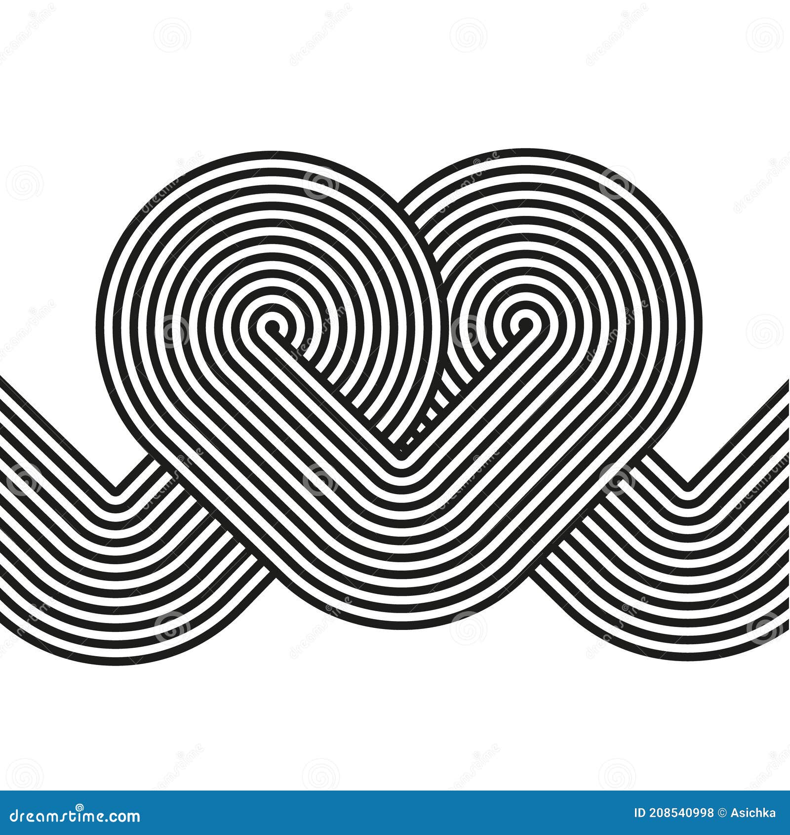 Abstract Geometric Pattern with Wavy Lines. Interlacing Rounded Stripes ...