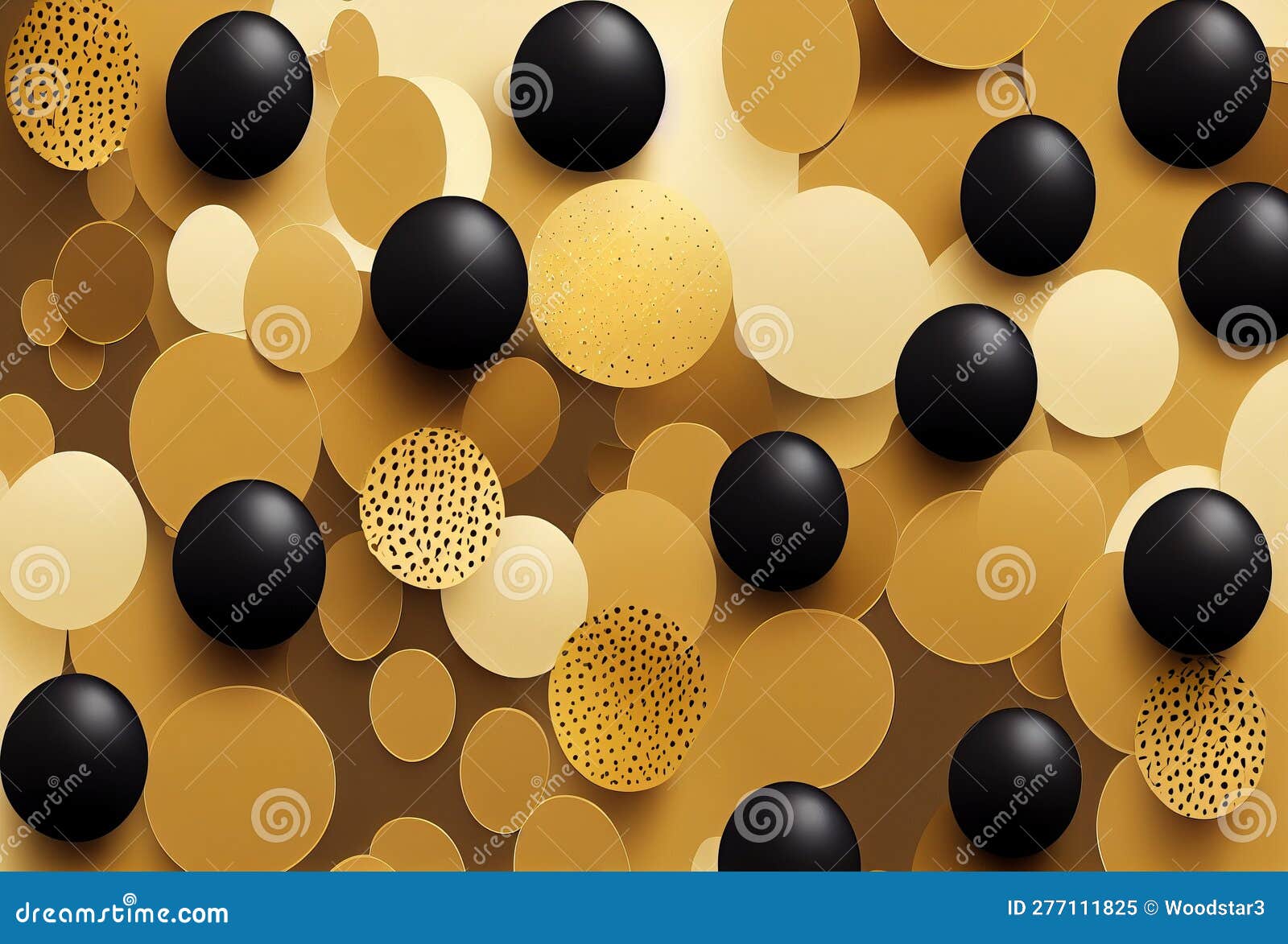 Abstract Geometric Pattern with Yellow and Black Dots on Golden ...