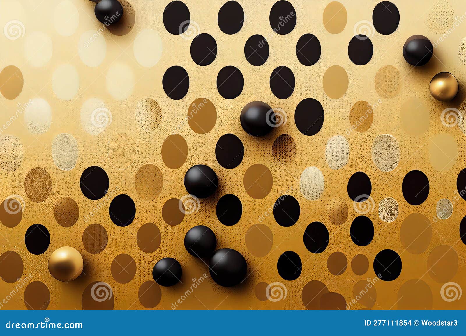 Abstract Geometric Pattern with Yellow and Black Dots on Golden ...
