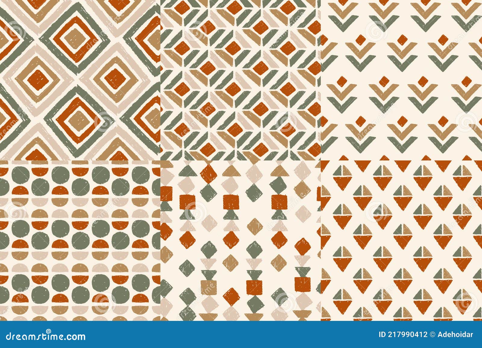 Abstract Geometric Patterns Collection. Earth Colors Stock Vector ...