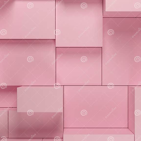 Abstract Geometric Pink Square Cubes Background Stock Illustration ...