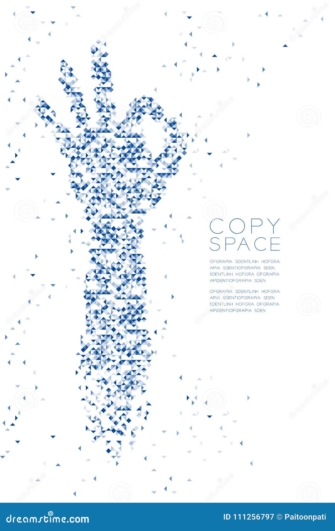 Abstract Geometric Polygon Square Box and Triangle Pattern OK Hand ...