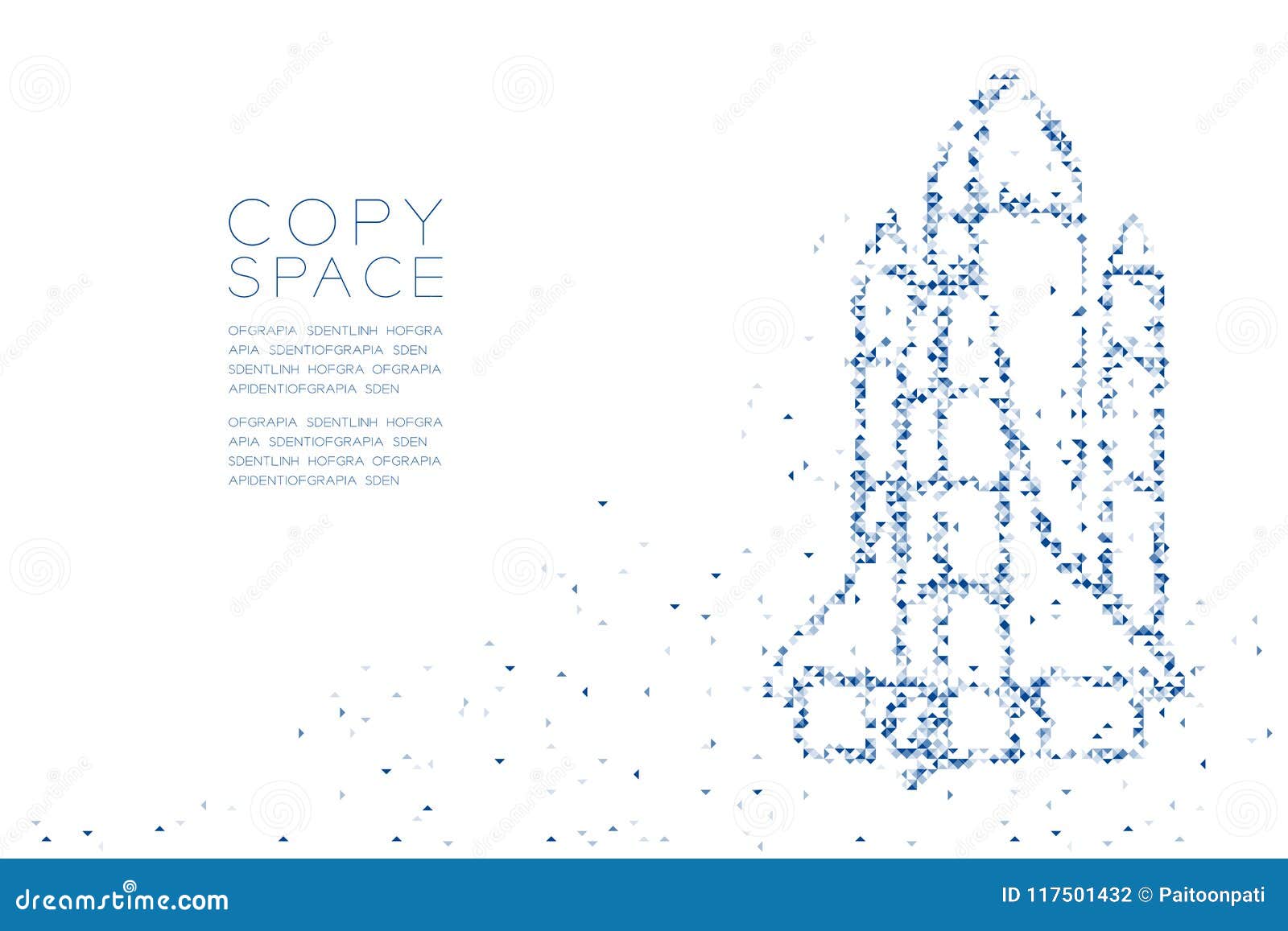 Abstract Geometric Polygon Square Box and Triangle Pattern Rocket ...