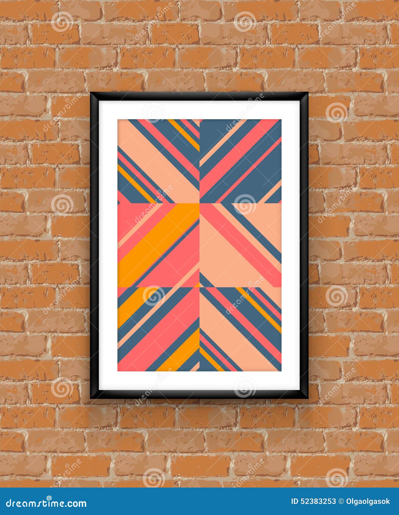 Abstract Geometric Poster Frame on Brick Wall Stock Vector ...