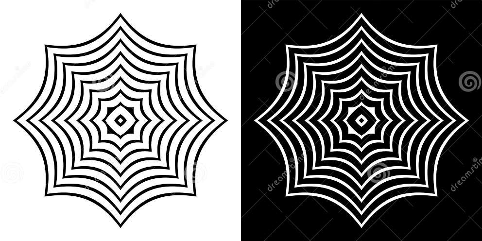 Abstract Geometric Radial Black and White Patterns in Cobweb Shape ...