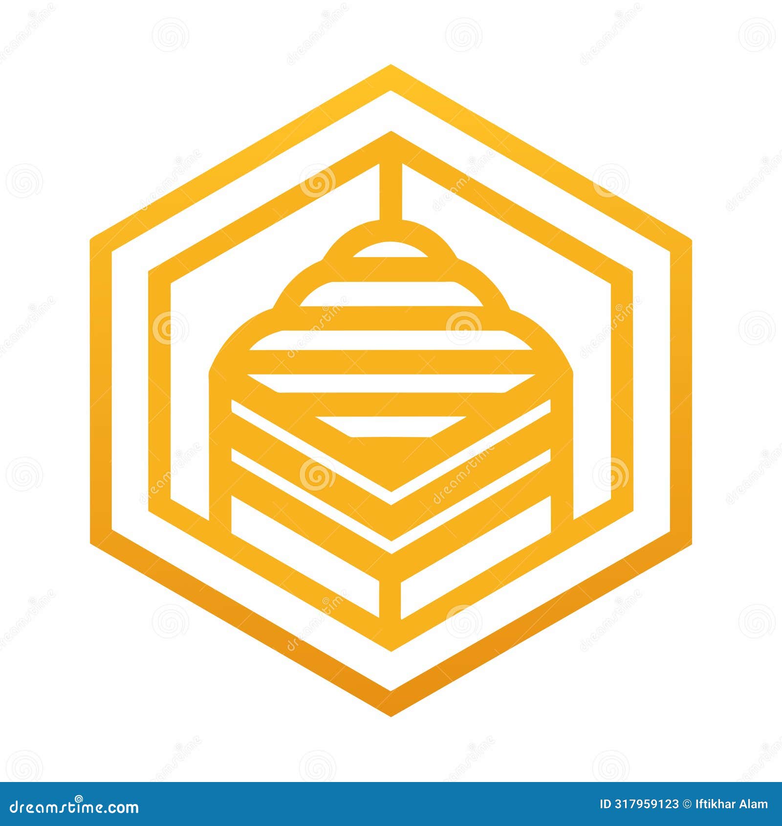 Abstract Geometric Representation of a Beehive in Yellow Hexagonal ...