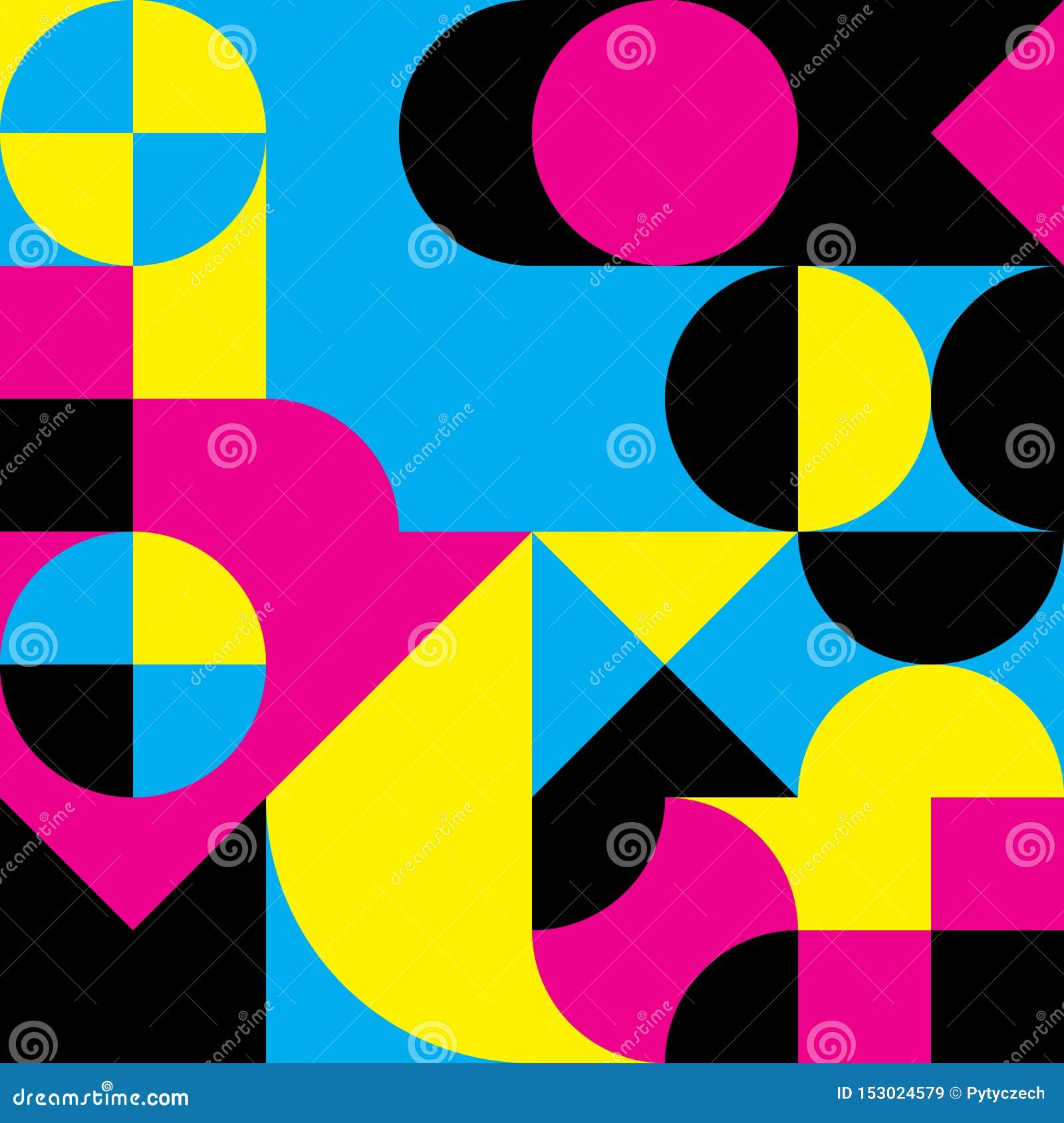Abstract Geometric Retro Design. Vector Seamless Pattern in CMYK Colors ...