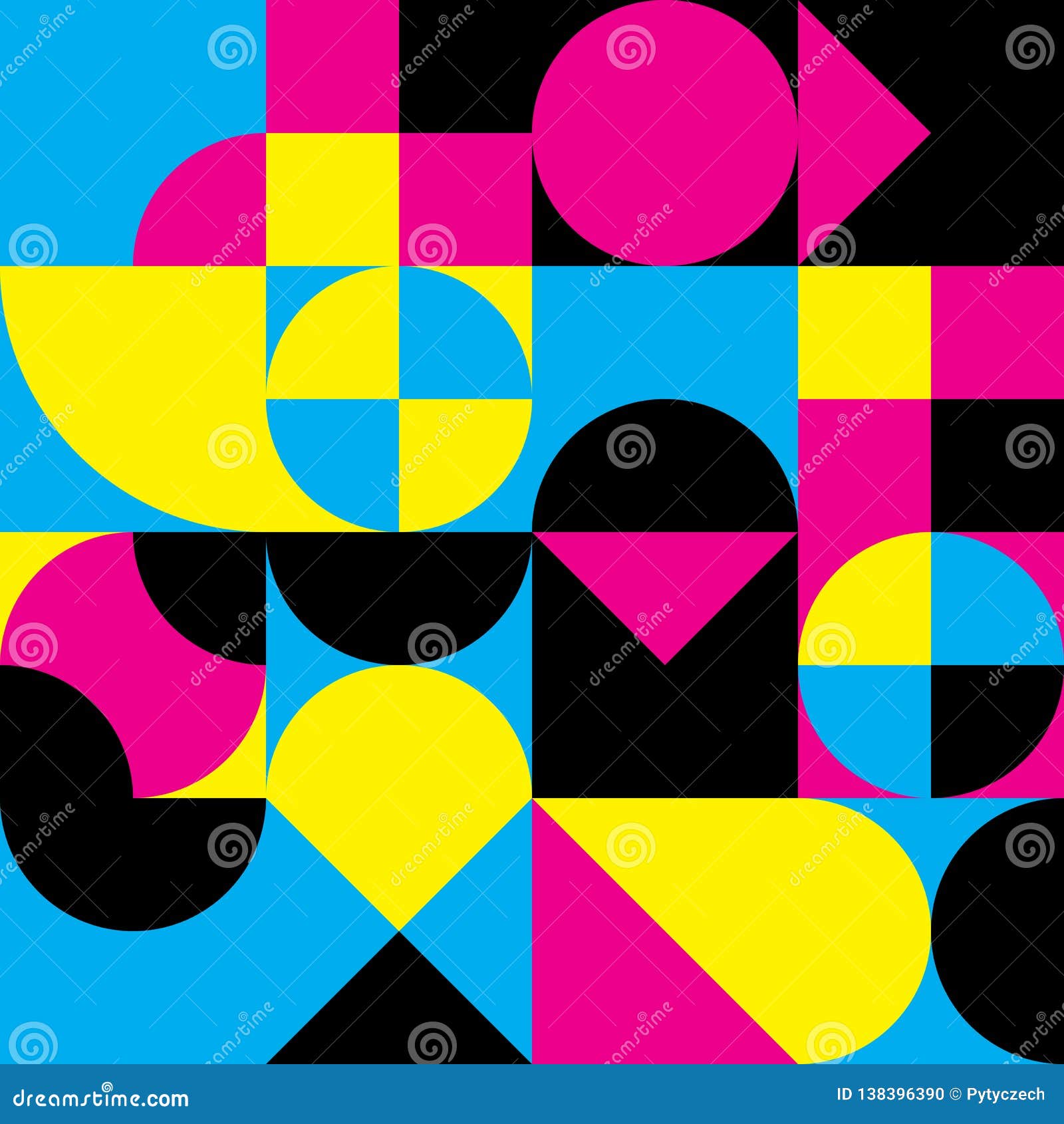 Abstract Geometric Retro Design. Vector Seamless Pattern in CMYK Colors ...