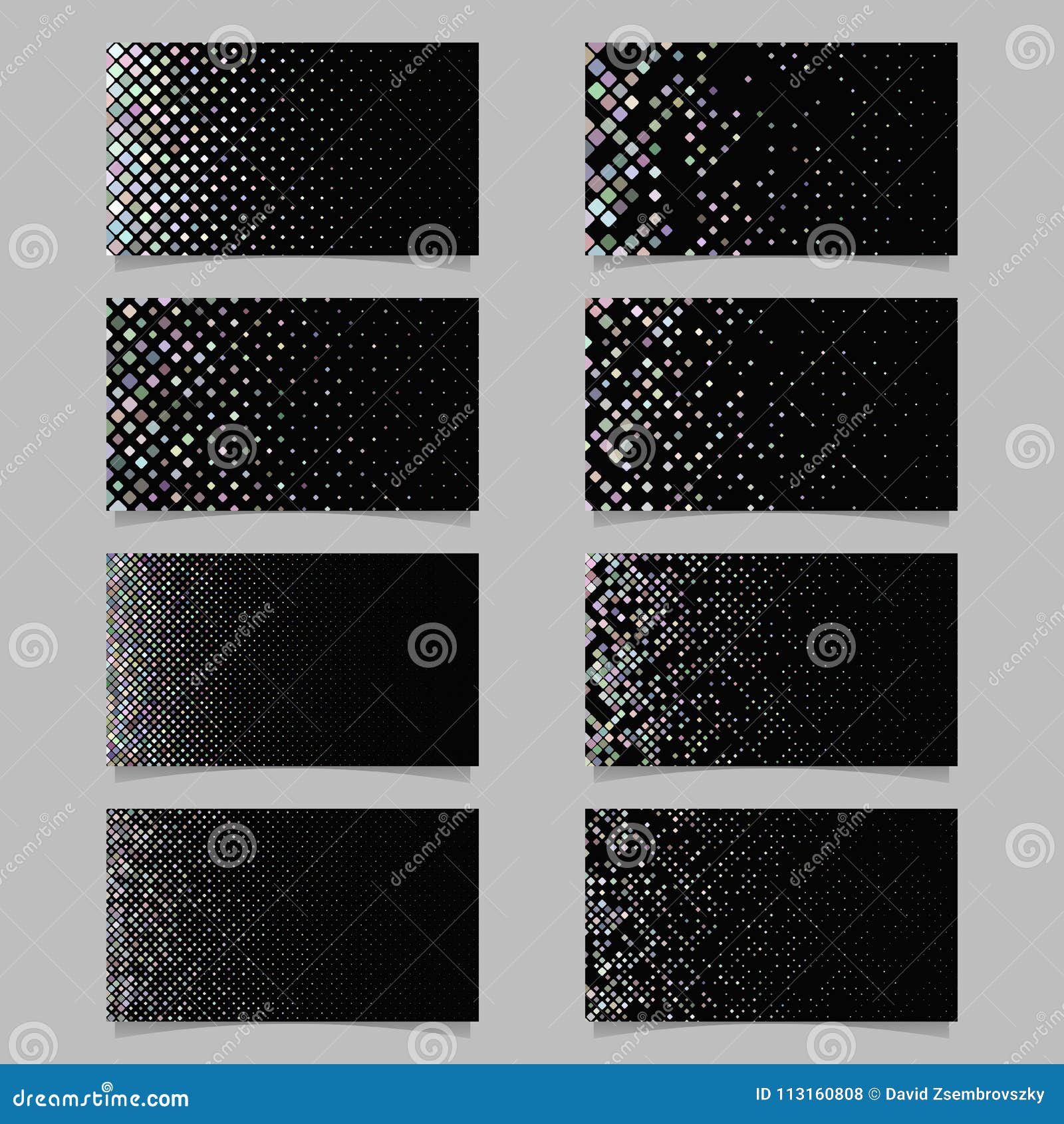 Abstract Rounded Square Pattern Business Card Template Background Set ...