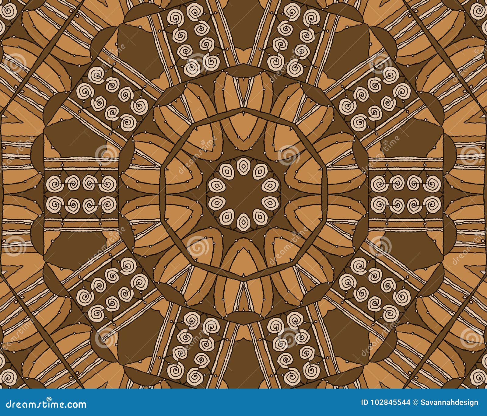 Seamless Circle Ornament Brown Beige Stock Illustration - Illustration ...